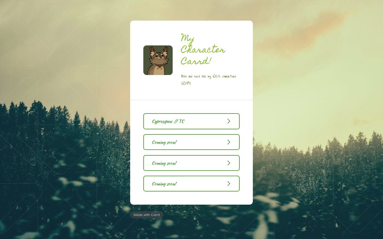 My WCO Character Carrd!